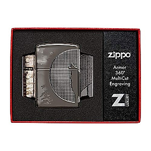 Zippo Armor Wolf Design Black Ice Pocket Lighter, One Size