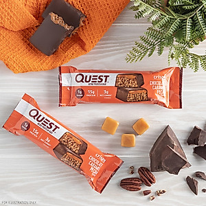 Quest Nutrition Crispy Chocolate Caramel Pecan Hero Protein Bar, 15g Protein, 1g Sugar, 3g Net Carb, Gluten Free Protein Snack, Keto Friendly, 12 Count
