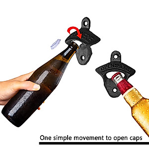 Cast Iron Wall Mounted Bottle Opener- 2PCS Vintage Beer Bottle Opener with Self-Tapping Screws for Rustic Farmhouse Bars KTV Hotels Home WD05