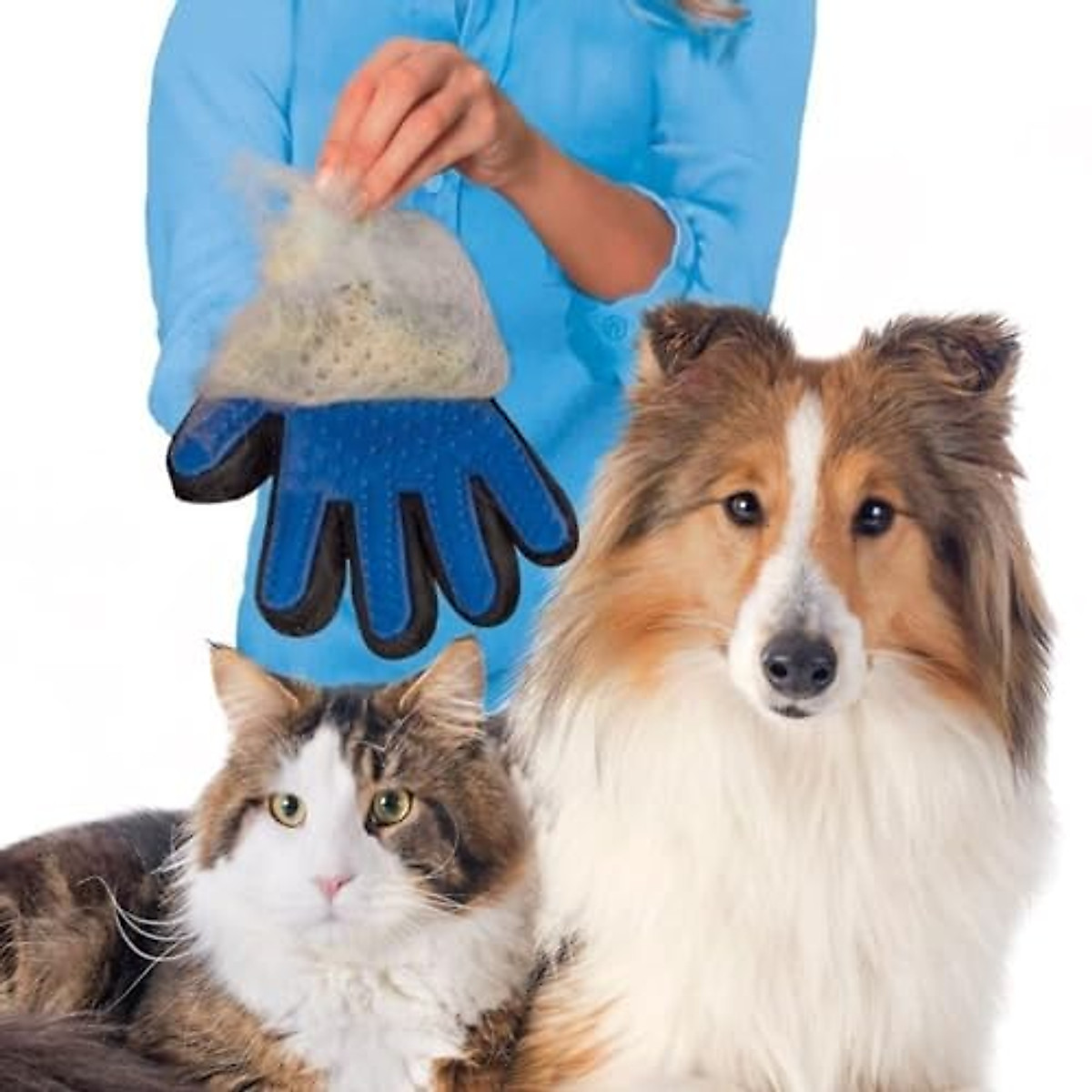 Pet Grooming Glove - Gentle Deshedding Brush Glove - Efficient Pet Hair Remover Mitt - Massage Tool with Enhanced Five Finger
