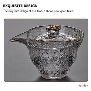 Cabilock Glass Tea Pitcher Pour Spout Teacup Covered Ice Cream Bowl Matcha Cup Crackle Glass Tea Dispenser Pot Coffee Mug for Home Kitchen Gongfu Tea Maker