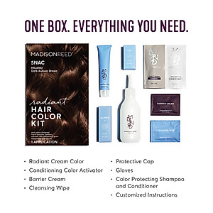 Madison Reed Radiant Hair Color Kit, Dark Chocolate Brown for 100% Gray Coverage, Ammonia-Free, 5NAC Milano Brown, Permanent Hair Dye, Pack of 1