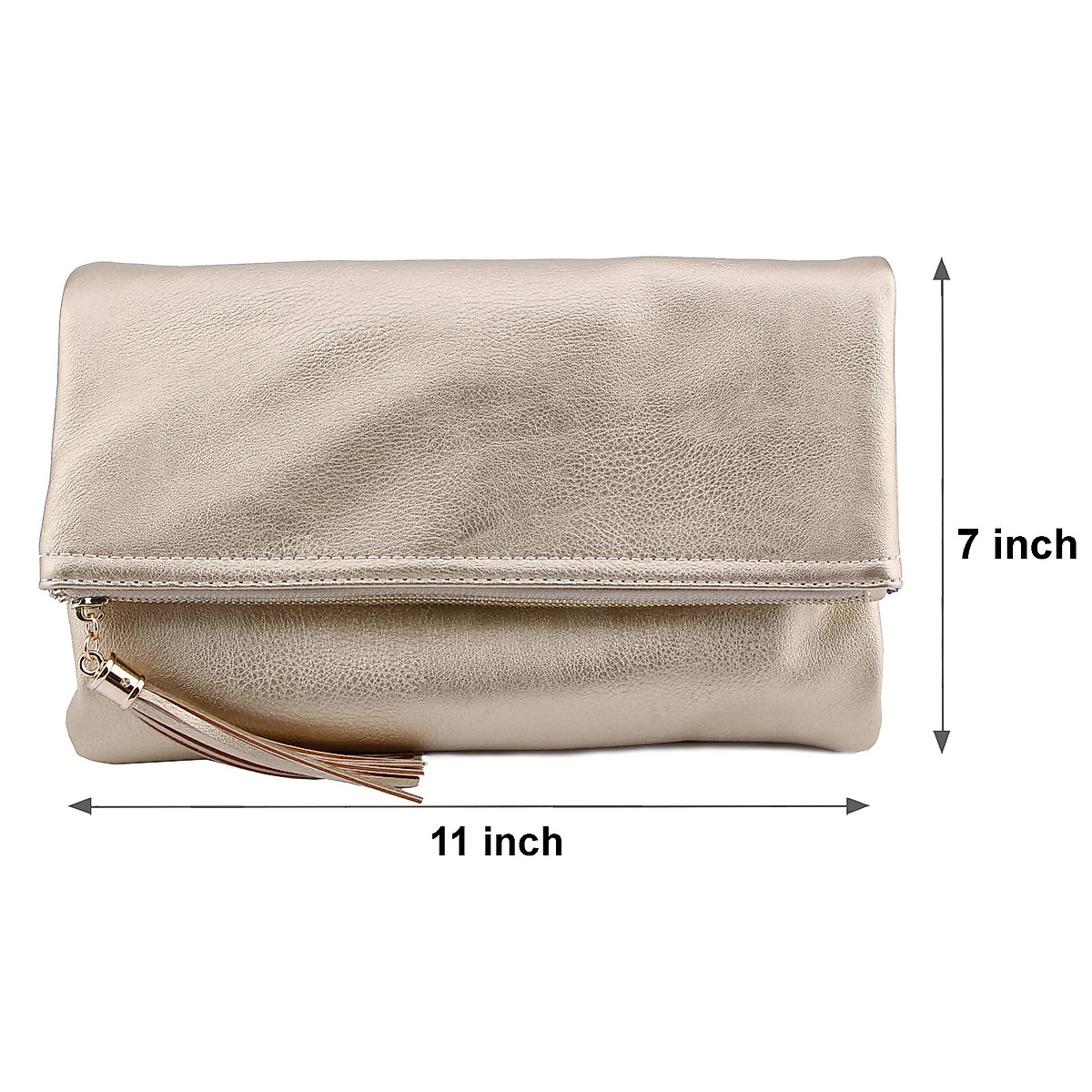 Solene Large Foldover Wristlet Clutch Crossbody Bag with Chain Strap -LP048(1-Gold-LP)