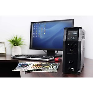 APC UPS BR1500MS, 1500VA Sine Wave UPS Battery Backup & Surge Protector, Backup Battery with AVR and LCD Display, 2 USB Charging Ports, Uninterruptible Power Supply, APC Back-UPS Pro Series (Renewed)