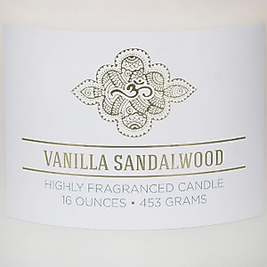 Vanilla Sandalwood Scented Jar Candle, Wellness Collection, Relaxing Aromatherapy Candle, 2 Wick White Jar Soy Blend Wax Candle for Home, 60hr Burn, 16 oz - USA Poured