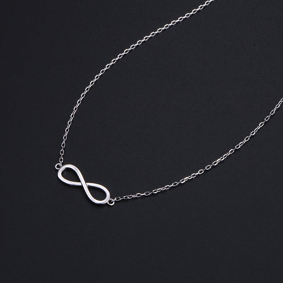 DAOCHONG S925 Sterling Silver Choker Infinity Clavicle Short Pendant Necklace for Women Jewelr