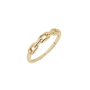 Amazon Essentials 14K Gold Plated Sterling Silver Chain Link Accent Ring Size 6, Yellow Gold