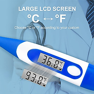 Berrcom Digital Thermometer for Adults, Oral and Underarm Thermometer for Baby and Kids Medical Thermometer with Fever Alarm Rectal Thermometer with Soft Tips