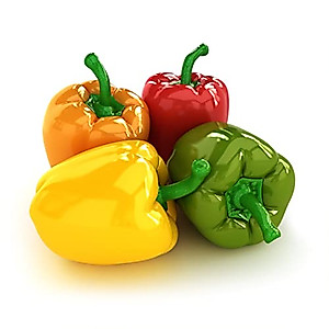 Sweet Bell Pepper Seeds Collection, 200 Seeds, 4 Heirloom Non-GMO Varieties. Giant Green, Yellow Sunbright, Orange Horizon, Big Red.