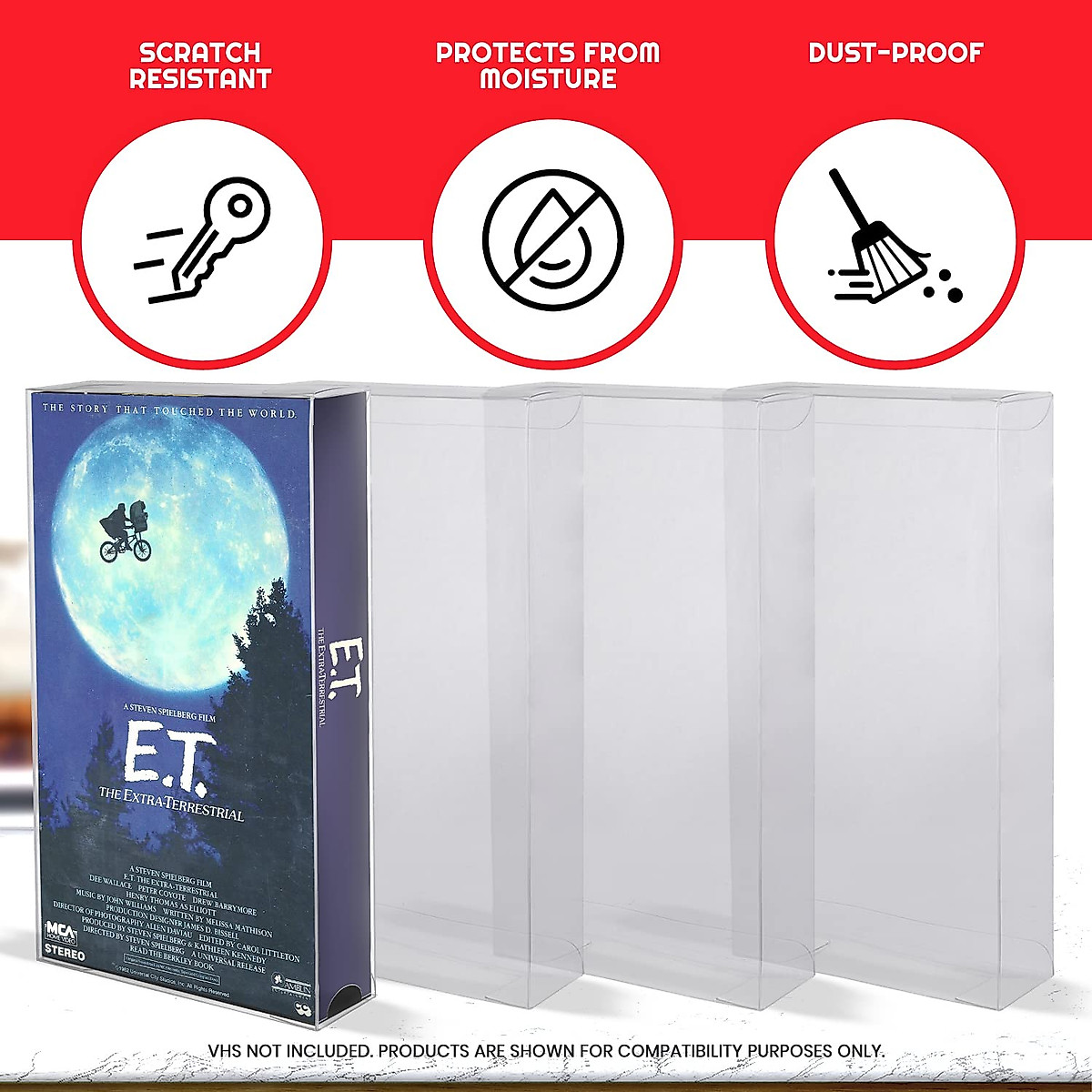 EVORETRO VHS Cassette Tape Plastic Protective Case - [25 Pack] - Clear Archival Grade Material, Display Your Favorite Retro Movies Collection Like Star Wars, Disney Classics, Jurassic Park and More