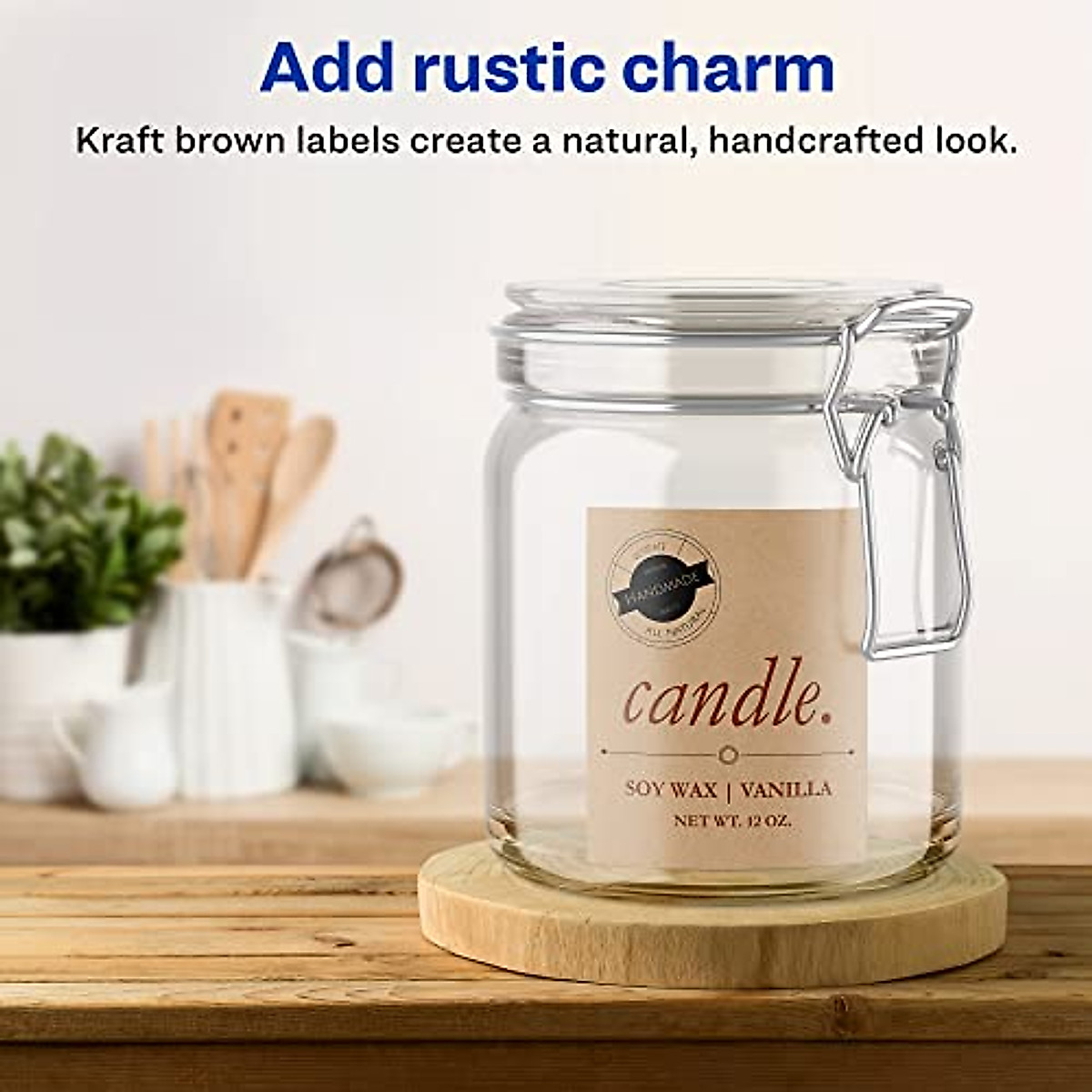 Avery Kraft Brown Rectangle Labels with Sure Feed, 4" x 6", 200 Kraft Brown Labels, Print-to-The-Edge, Laser/Inkjet Printable Labels