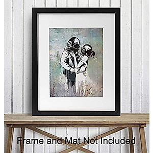 Banksy Diver Lovers Graffiti Picture - 8x10 Photo - Chic Decor for Beach House, Lake Home, Dorm - Cool Street Art Gift - Unframed Poster Print