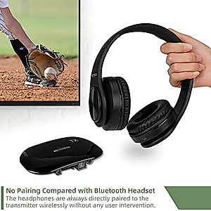 Retekess TA005 Wireless Headphones for TV Watching, TV Headphones Stereo with Transmitter, Support A/B Channel, AUX, RCA and Optical Input, Ideal for Seniors