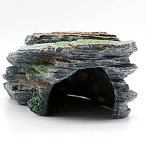 Reptile Resting Terrace Tortoise Climbing Platform Shale Scape Step Ledge, Reptile Cave Hideout Leopard Gecko Accessories Decorations, Great for Reptiles, Amphibians, Bearded Dragons, Lizard, Frogs