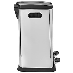 Organize It All Dual Compartment Step on Recycling Trash Can-Stainless Steel, 10-14 Gallons, Black