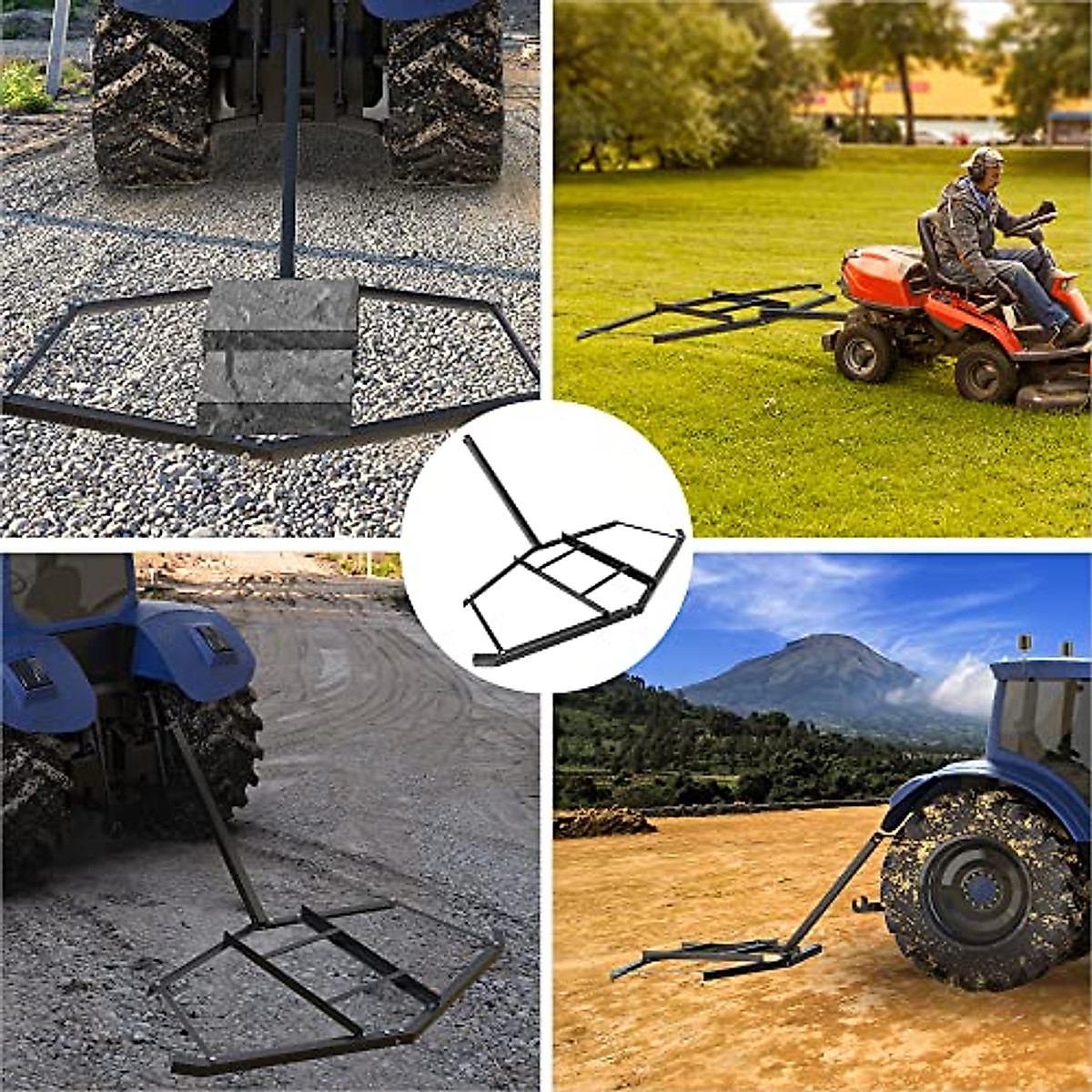 YITAMOTOR 72" Wide Driveway Drag Grader Harrow with 2 Adjustable Bars Driveway Drag Grader for ATVs, UTVs, Garden Lawn Tractors