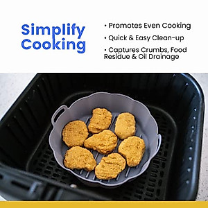 [UPGRADED] Air Fryer Silicone Liners – Replace Flammable Parchment Liner – Air Fryer Accessories – For Airfryer, Oven, Instant Pot, Pressure Cooker, & Microwave – Dishwasher Safe – Set of Two Sizes