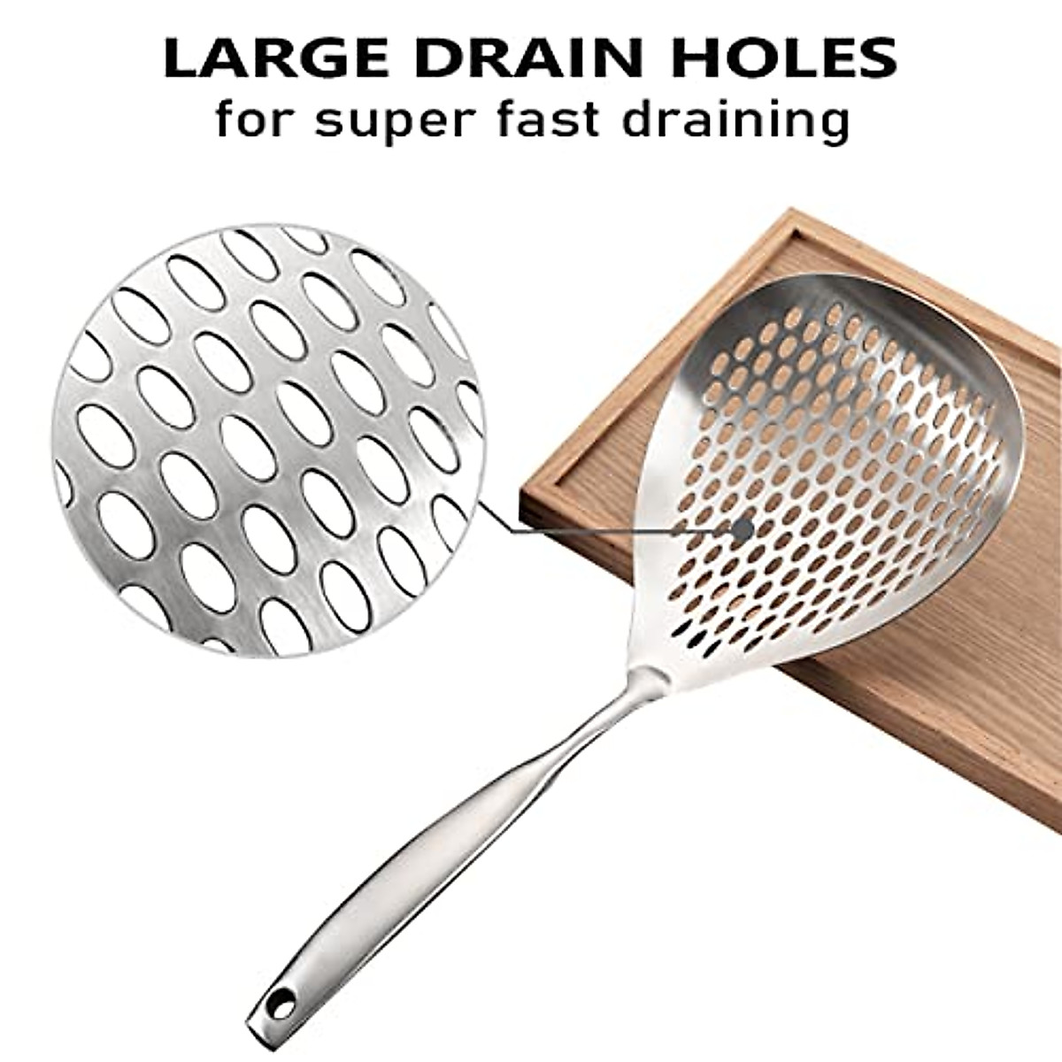 KAYCROWN Skimmer Slotted Spoon, 304 Stainless Steel Skimmer Ladle Skimmer Spoon Spider Strainer for Cooking and Frying, Pasta Strainer Spoon Frying Spoon Kitchen Cooking Colander Spoon