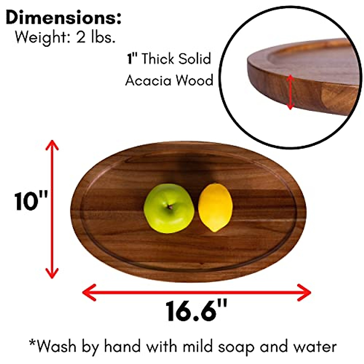 BirdRock Home 16.5" Acacia Oval Serving Platter | Charcuterie Board for Party Appetizers | Cheese Grazing Board | Kitchen Serving Platter | Espresso