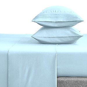 CozyLux King Pillowcase Set of 2 Luxury 1800 Series Double Brushed Microfiber Bed Pillow Cases Embroidered 2 Pack 20x40, Spa Blue Pillow Covers with Envelope Closure, Soft and Comfortable