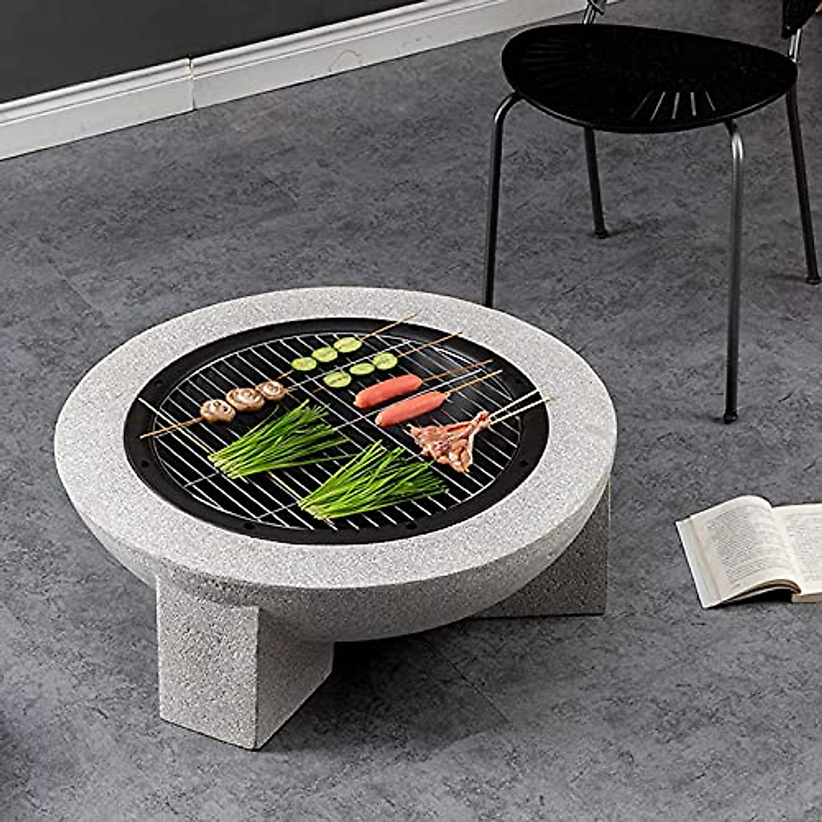 LEAYAN Garden Fire Pit Grill Bowl Grill Barbecue Rack Fire Pit Outdoor fire Pit, 30-inch Large Bonfire Burning Wood fire Pit Bowl, Villa Courtyard Backyard Garden fire Pit