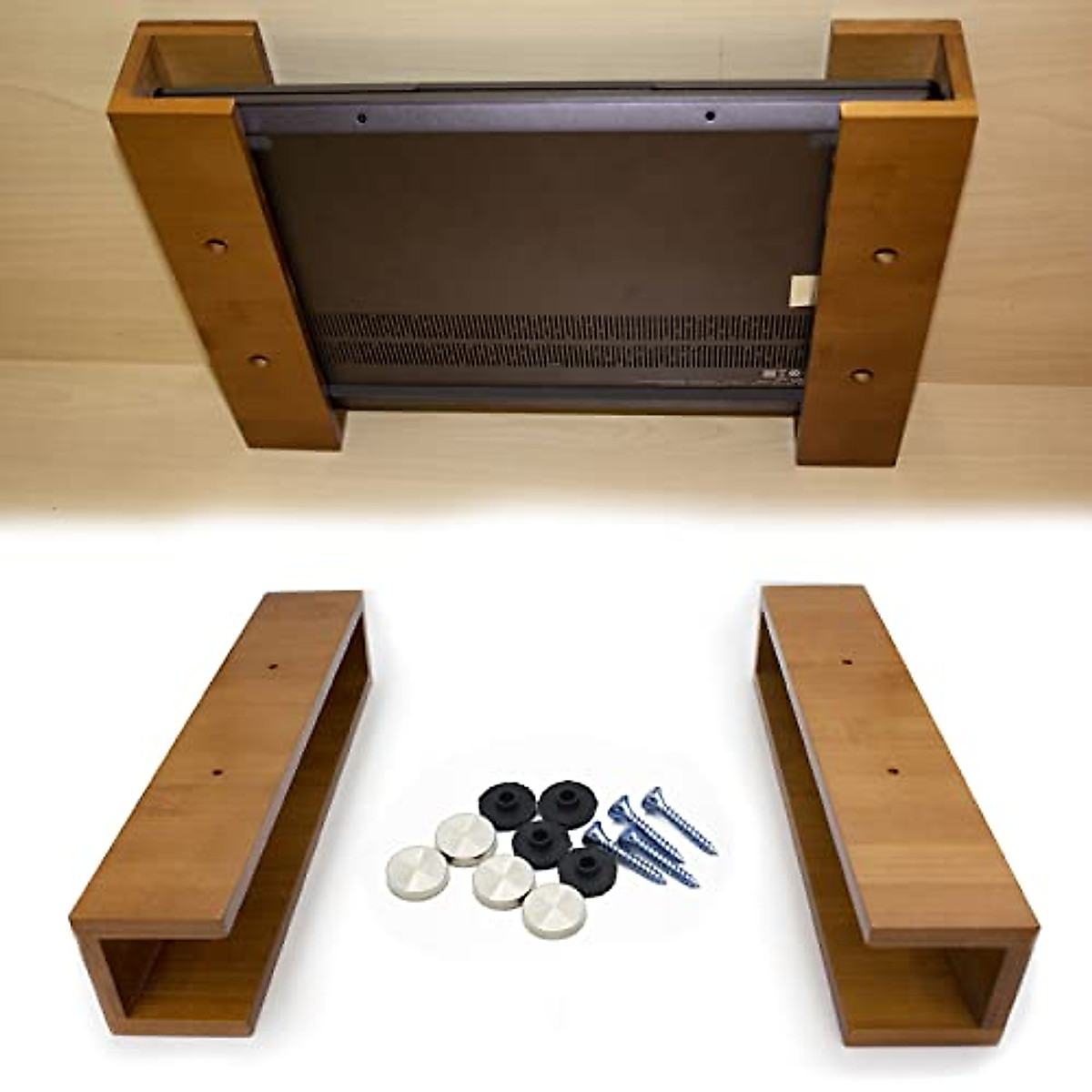 Orisell Bamboo Under Desk Laptop Mount with Screw,Under Desk Laptop Holder,Real Hardwood (Brow-Long)