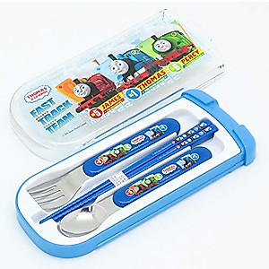 オーエスケー OSK CT-20 Lunch Box, Sliding Lid Trio, Thomas the Tank Engine (Chopsticks, Spoon, Fork, Easy to Open and Close), Made in Japan, Dishwasher Safe