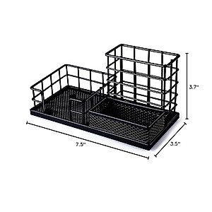 Chraevq Desk Organizers and Accessories, Mesh Office Supplies Desk Organizer, DIY Desktop Organizer, Pen Holder, Sticky Note Tray, Paperclip Storage and Office Caddy for Office Home School, Black.