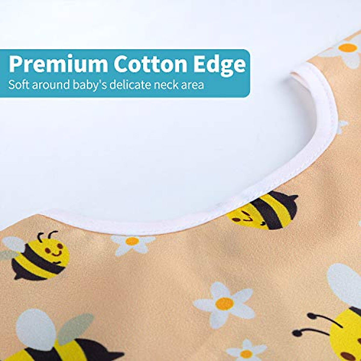 Baby Noah 3 Pcs Short Sleeved Bib - Baby and Toddler Smock Bibs for Boys and Girls - Waterproof Bib with Pocket| 6-36 Months