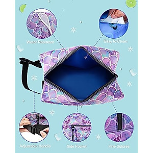 Amersun Freezable Small Cooler Bag(Built-in Ice Packs, TSA Approved), Insulated Lunch Bag for Child, Reusable Snack Bags for Kids, Portable Mini Cooler Bag with Adjustable Handle (Mermaid)