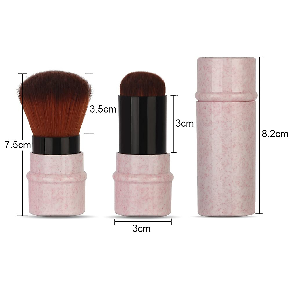RN BEAUTY Retractable Kabuki Brushes Powder Brush Foundation Brush Blush Brush Face Blender Mineral Blending Buffing Concealer Brush Makeup Brush Portable With Cover - Pink