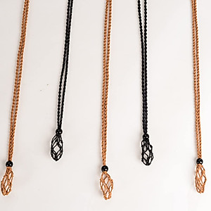 Anjiucc 12 PCS Crystal Cage Necklace Holder Necklace Cord Empty Stone Holder Pendant Stone Holder Replacement Hand-Woven Necklace Cord with Adjustable Length (6pcs Coffee+6pcs Black)