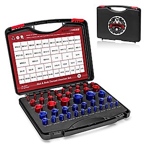 Nut and Bolt Thread Checker (Red & Blue) Nut and Bolt Size Gauge- 23 Inch & 21 Metric New Individually Assembled Thread Gauge Suitable for Detecting Fixed Bolts or Threaded Holes in Enclosed Areas