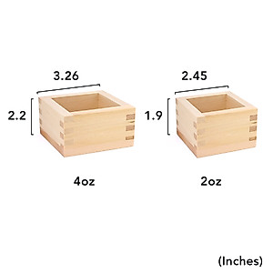 JapanBargain 2757x4, Wooden Masu Sake Cups Japanese Hinoki Wood Cypress Saki Cup Box Made in Japan, 4 ounce, Set of 4