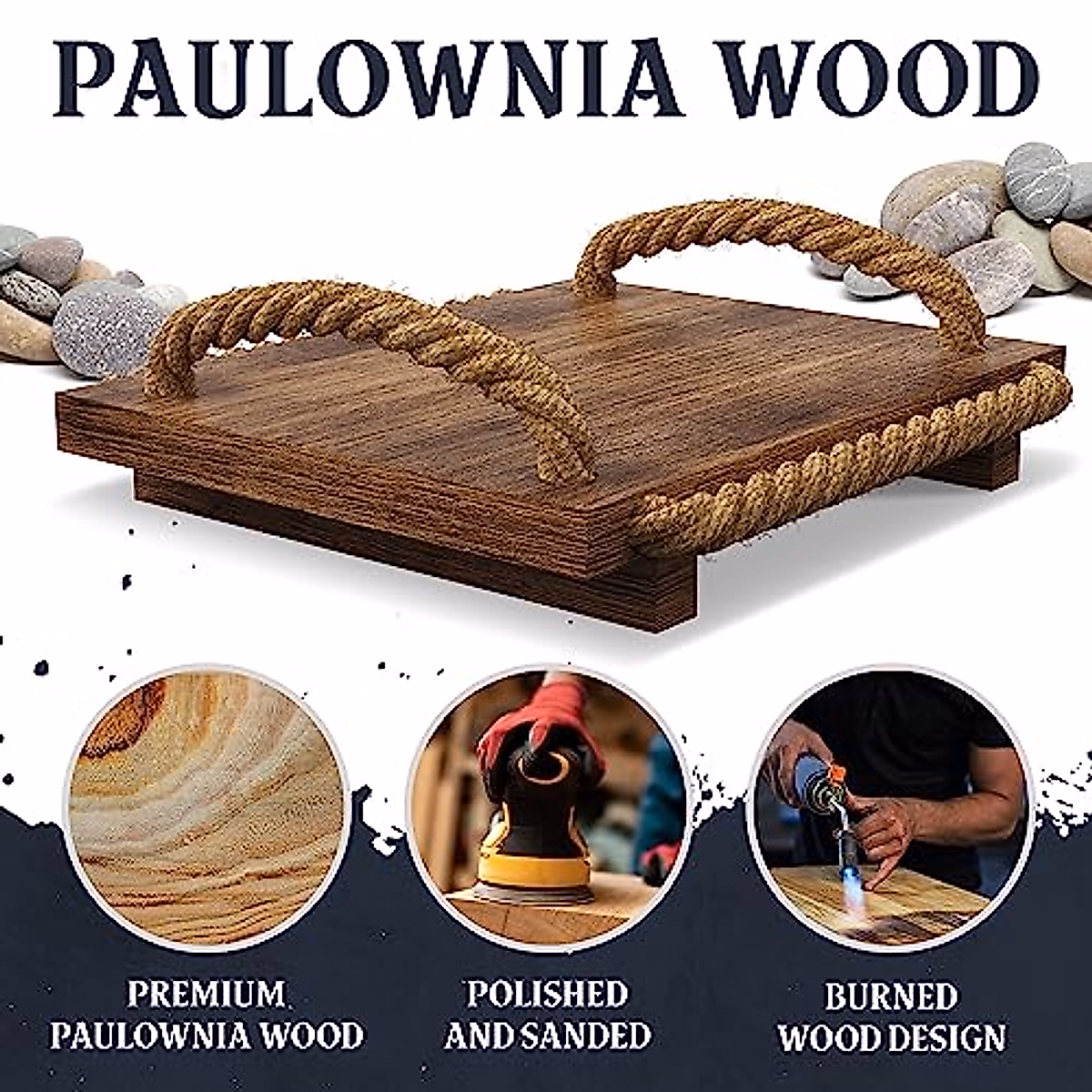 Unique America Wood Stand & Small Wooden Pedestal Stand, Wood Risers for Decor, Wooden Riser,Wood Risers for Display, Wooden Stand, Wood Pedestal Stand, Footed Tray, Soap Stand,Rectangle Wood Riser