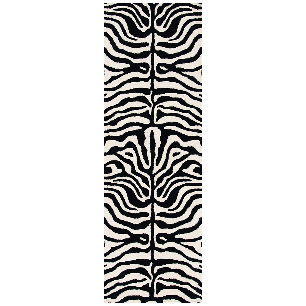 SAFAVIEH Soho Collection 2'6" x 12' Black / White SOH435A Handmade Premium Wool Runner Rug