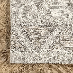 nuLOOM Kenna Wool Shaggy High-Low Geometric Trellis Area Rug, 9' x 12', Ivory