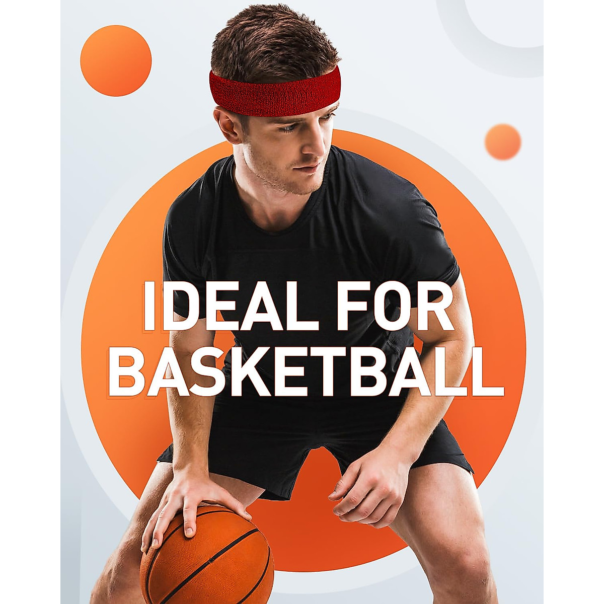 Tanluhu Sweatbands Sport Headbands for Men & Women,4 Pcs Terry Cloth Sweat Band for Tennis, Running, Basketball, Working Out, Execise - Athletic Sweat Cotton Headband Outdoor