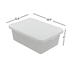 Easymanie 14 Quart Frosted Latching Bin, Plastic Storage Box with White Lid, Pack of 2, F