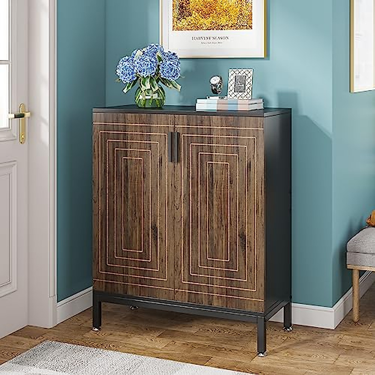 TRIBESIGNS WAY TO ORIGIN Shoe Cabinet, 20 Pairs Modern Shoe Storage Cabinet with Doors, 6-Tier Freestanding Entryway Shoe Organizer Rack for Living Room, Closet, Rustic Brown