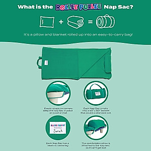 ROLLEE POLLEE Nap Sac Roll Up Napping Blanket with Attached Pillow for Preschool/Daycare, Super Soft with Elastic Straps, Fits Most Mats and Cots (Pink)