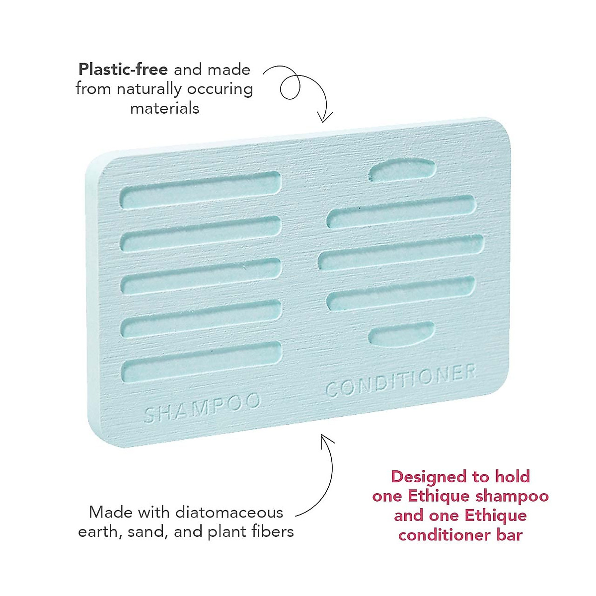 Ethique Pink Haircare Storage Tray for Shampoo & Conditioner Bars - Plastic-Free (Pack of 1)