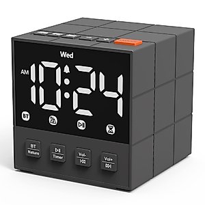 XKX Bluetooth Alarm Clock Speaker with 100dB Super Loud Alarm & 5W Hi-Fidelity Sound, Small LED Digital Clock for Bedroom, Great Gift Idea for Heavy Sleepers, Adults, Teens