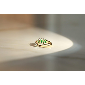 Gin & Grace 10K Yellow Gold Natural Zambian Emerald Ring with Natural Diamonds|Ethically, authentically & organically sourced Marquise-Cut Emerald hand-crafted jewelry for her | Emerald Ring
