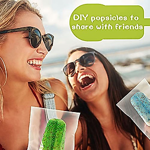 Patelai 400 Pieces Ice Cream Sticks and Bags Set Include 300 Pieces Self-adhesive Pop Bags Clear Ice Cream Bags Self Sealing and 100 Pieces Wooden Ice Cream Sticks Ice Cream Sticks for Summer Party