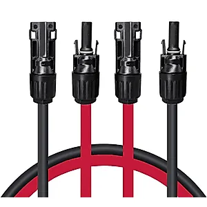 Slocable Solar Panel Extension Cable - 10ft 10awg Solar Cable with IP68 Solar Female and Male PV Cable Connectors (10ft Red + 10ft Black)