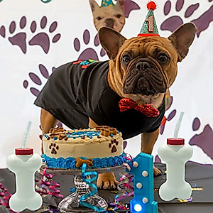 Dog Bone Cups with Straw (6 Pack) 14 oz - Paw Dog Patrol Party Supplies, Dog Birthday Party Supplies Decorations, Puppy Pals Dog Birthday Party Favors by 4E's Novelty