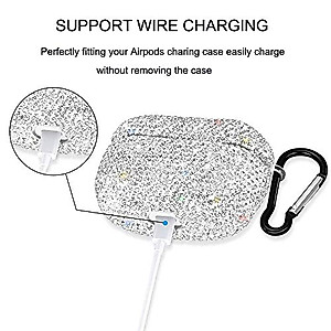 Bling Rhinestones Cover for AirPods Pro Case,Cute Bling Crystal Rhinestone AirPod Pro Protective Case Cover Shockproof with Keychain for 2019 AirPods Pro Charging Case (Silver)