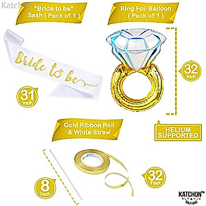 KatchOn, Huge Gold Bride to Be Balloons Set - 32 Inch Ring Balloon, Bride Balloons Gold, Bride to Be Sash | Bridal Shower Decorations | Bachelorette Party Decorations | Bride to Be Decorations Gold