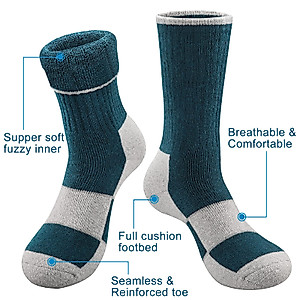 Yeblues 4 Pairs Merino Wool Socks Mens - Thick Thermal Winter Heavyweight Boot Socks Super Soft Warm Hiking Socks (Size 6-11)